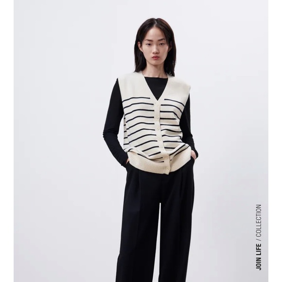 Zara | Sweaters | Zara Striped Knit Vest | Poshmark